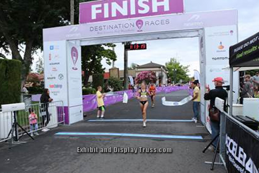 archway truss structure for finish line banners and signs